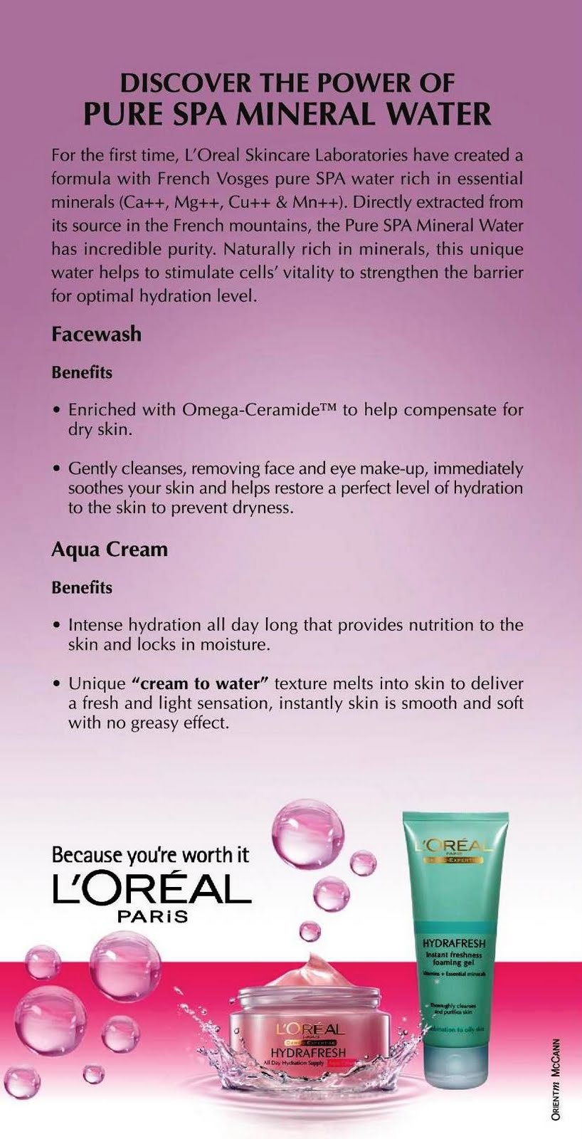 New - L’Oréal Paris New Hydrafresh Aqua Cream and Facewash ...